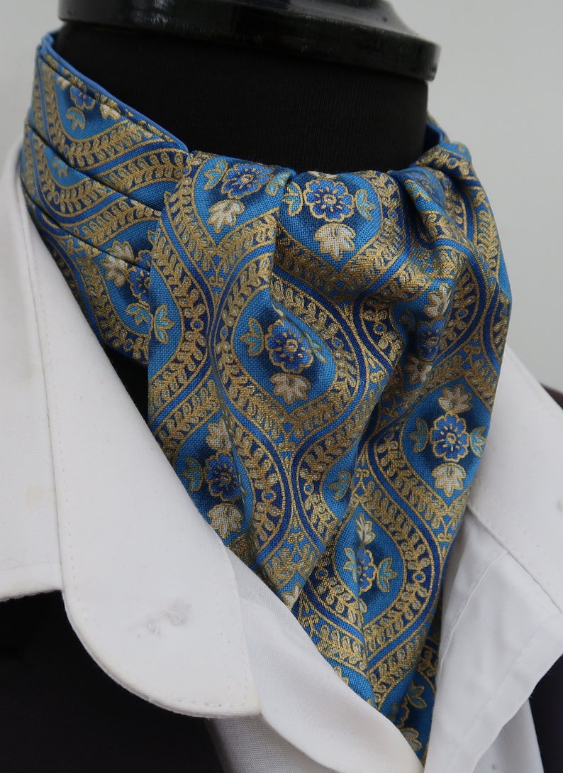 Mens Royal Blue and Gold Byzantine Design Cotton Ascot Cravat - Etsy