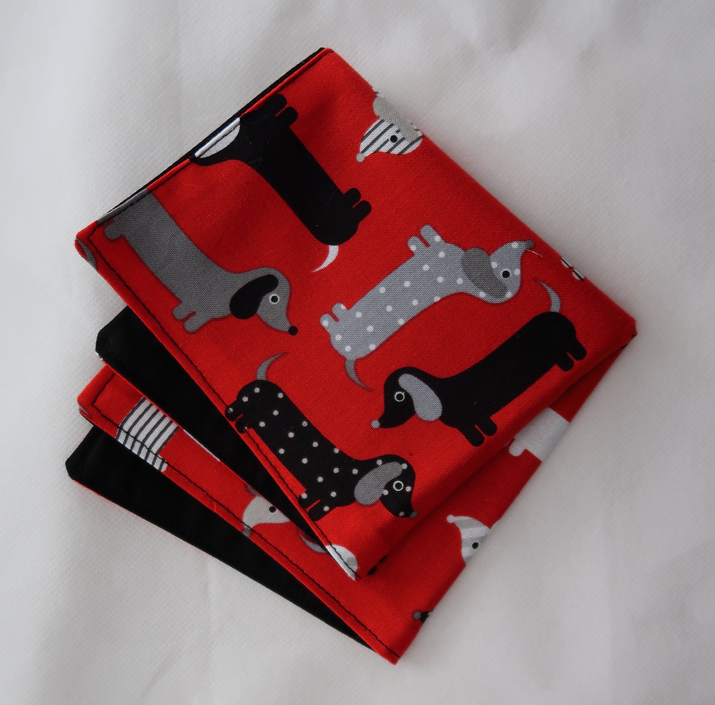 Mens Red and Black Daxi Dogs Cotton Ascot Cravat and Pocket | Etsy