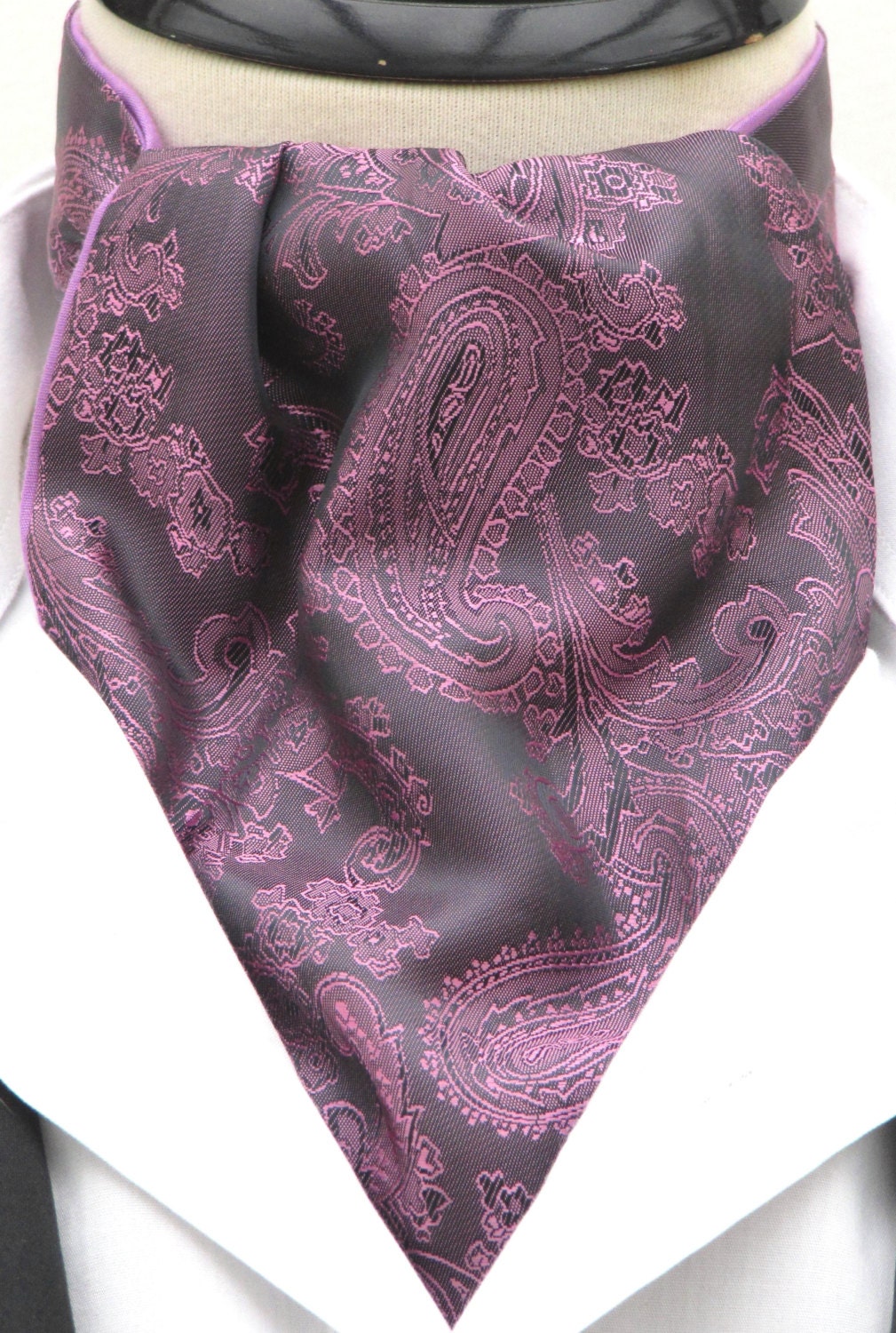 Mens Purple & Lilac Paisley Satin Ascot Cravat Kerchief | Etsy