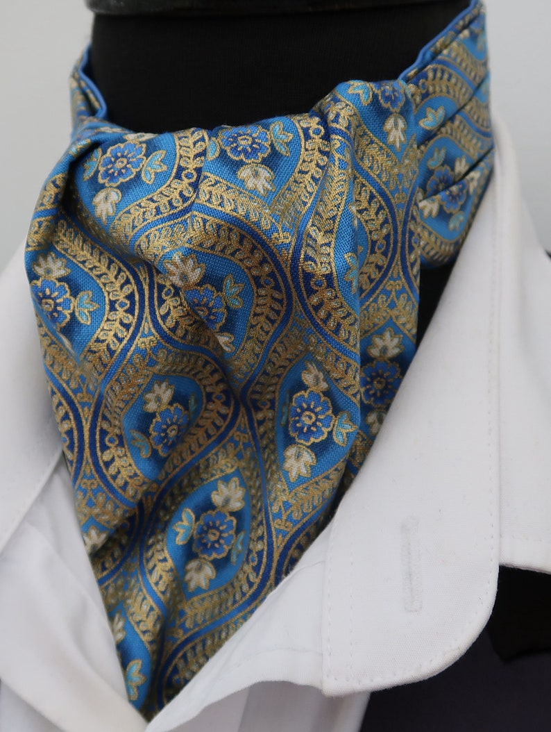 Mens Royal Blue and Gold Byzantine Design Cotton Ascot Cravat - Etsy