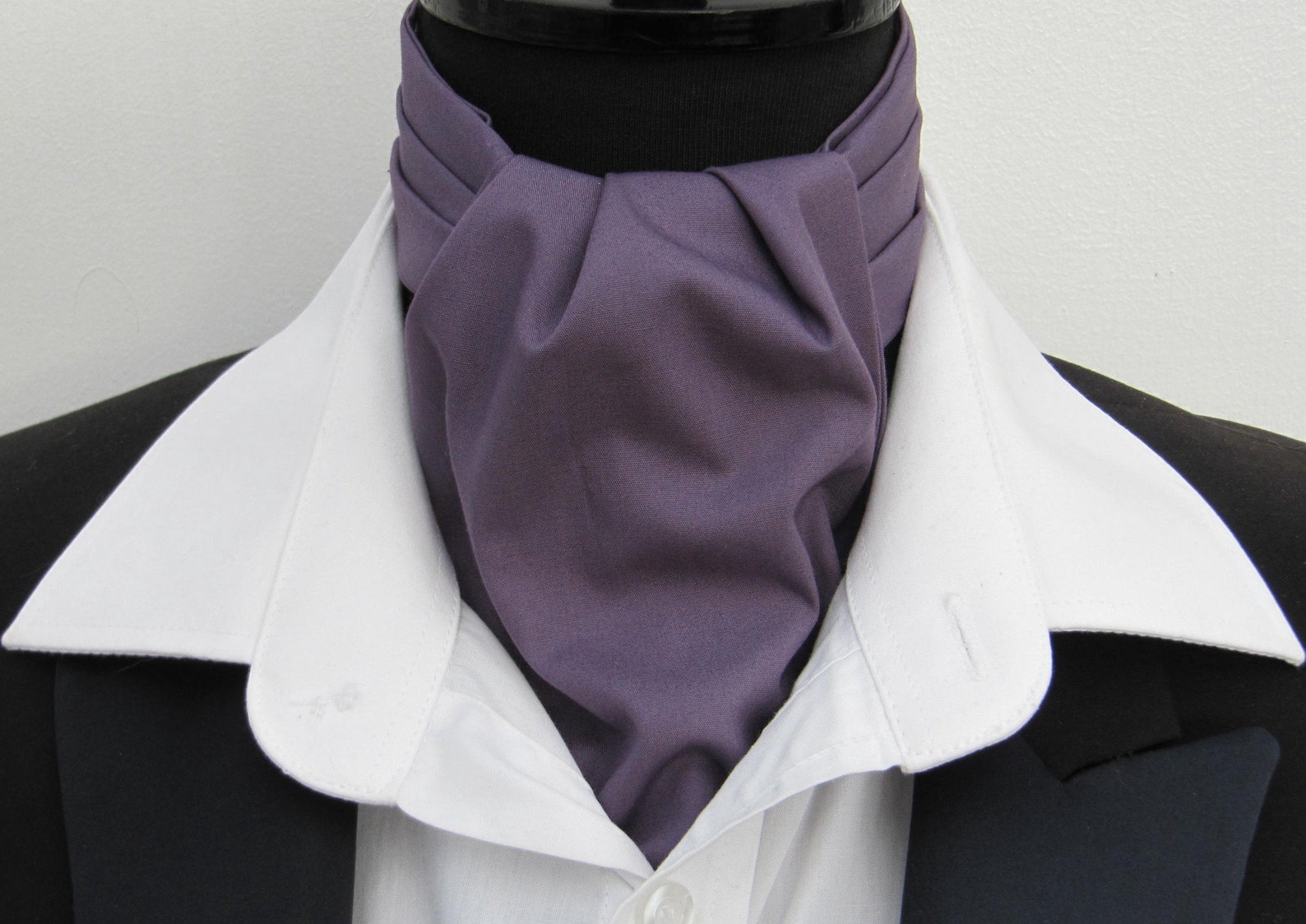 Mens Plain Aubergine Purple 100% Cotton Poplin Ascot Cravat | Etsy