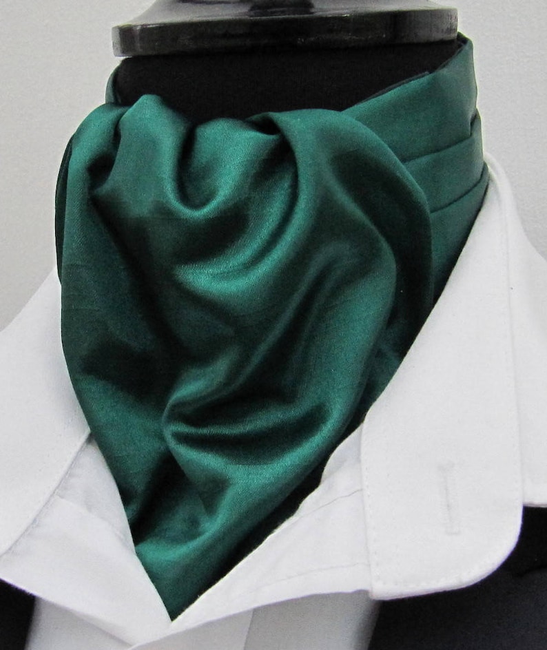 Mens Plain Racing Green Satin Dupion Ascot Cravat & Pocket Square - Etsy