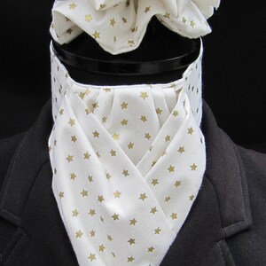 Ready Tied or Self Tie Ivory and Gold Star Cotton Dressage Riding Stock ...
