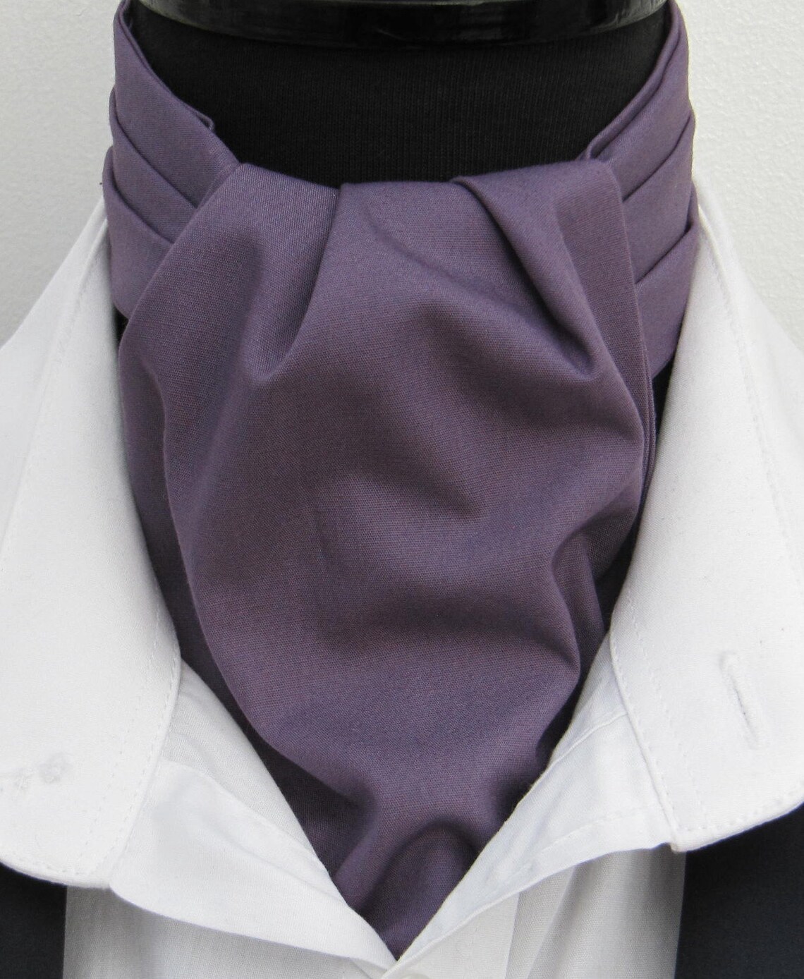 Mens Plain Aubergine Purple 100% Cotton Poplin Ascot Cravat | Etsy