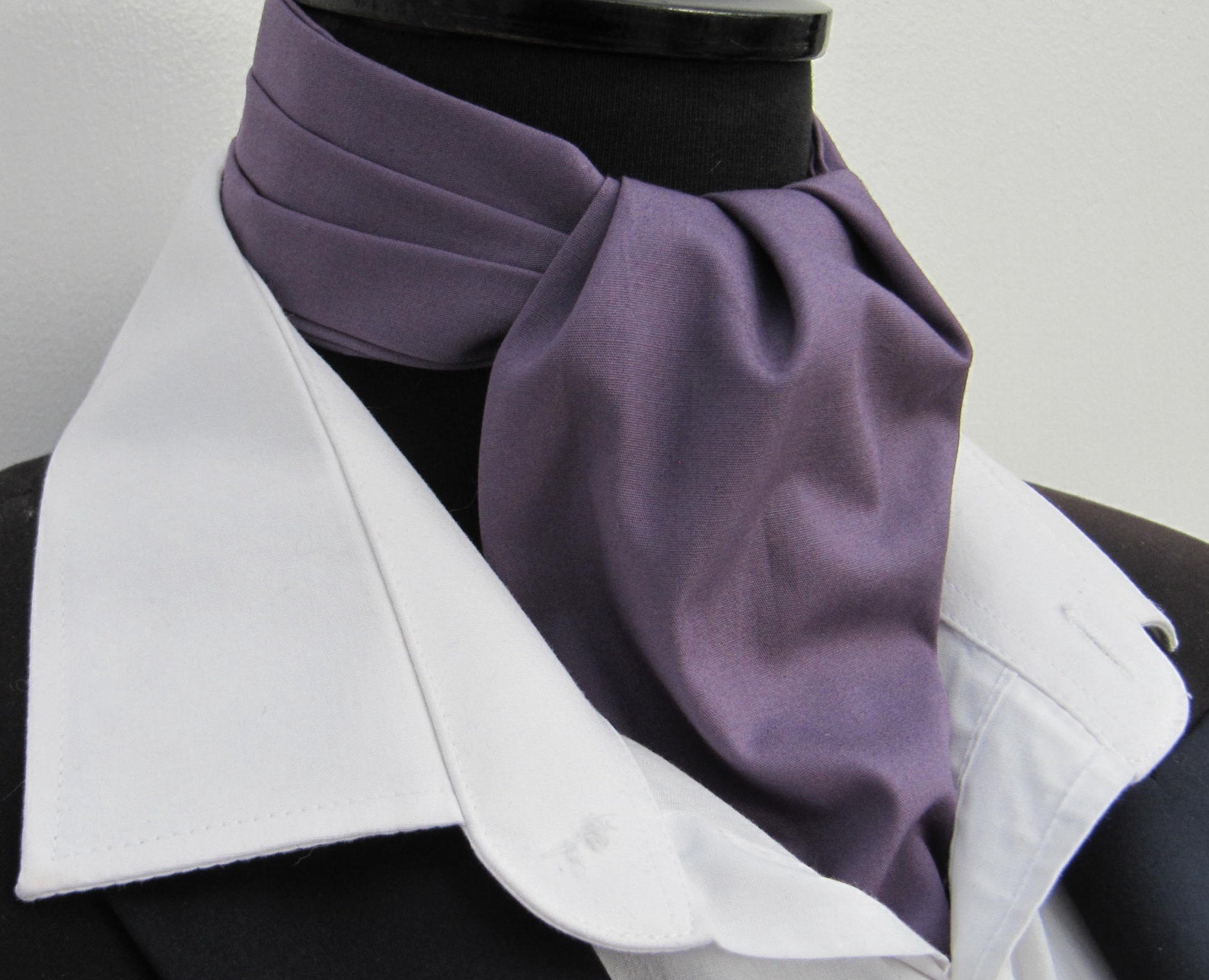 Mens Plain Aubergine Purple 100% Cotton Poplin Ascot Cravat | Etsy