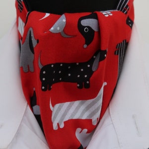 Mens Red and Black Daxi Dogs Cotton Ascot Cravat and Pocket Square - Etsy