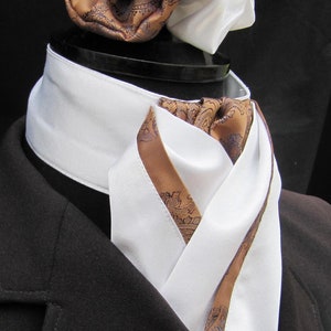 Ready Tied White With Copper & Navy Paisley Faux Silk Dressage Riding ...