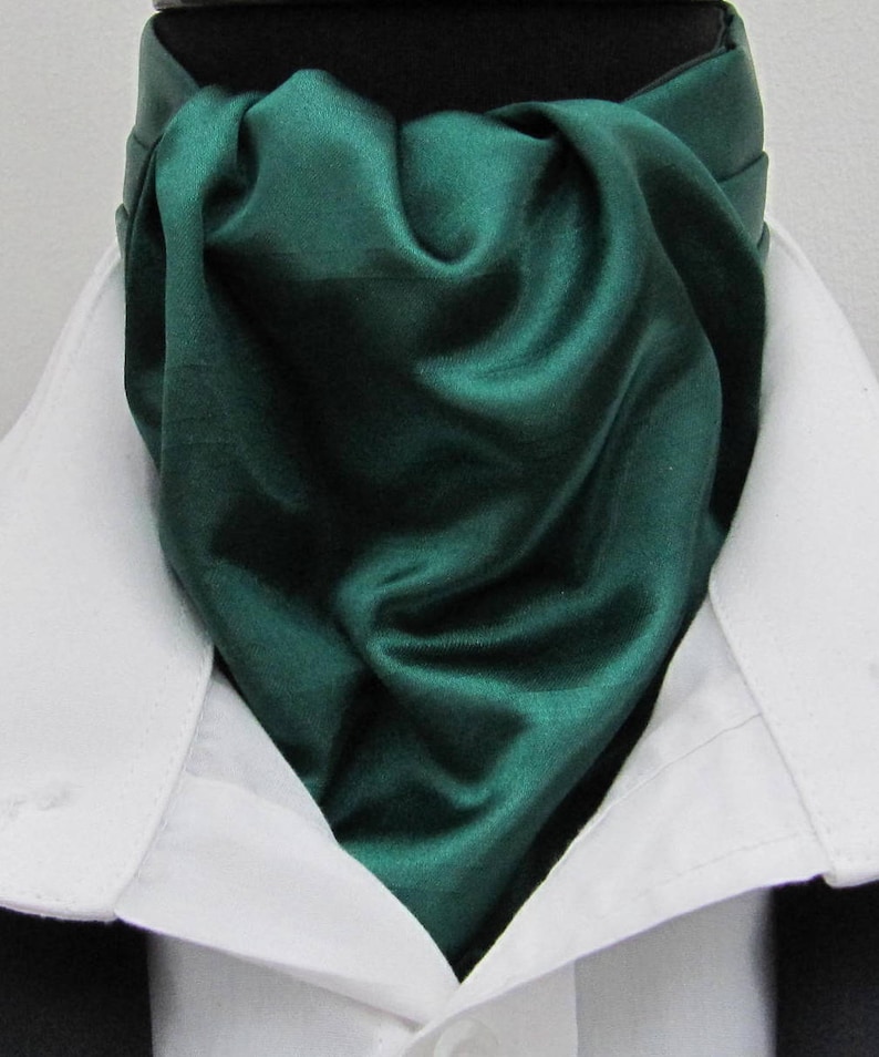 Mens Plain Racing Green Satin Dupion Ascot Cravat & Pocket Square - Etsy