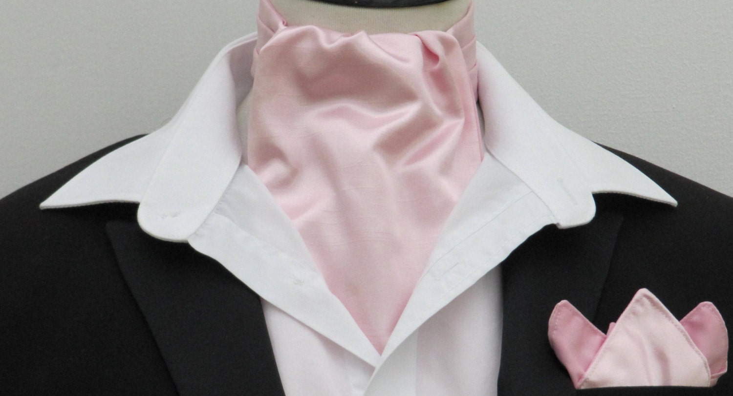 Mens Baby Pink Faux Silk Ascot Cravat Kerchief | Etsy