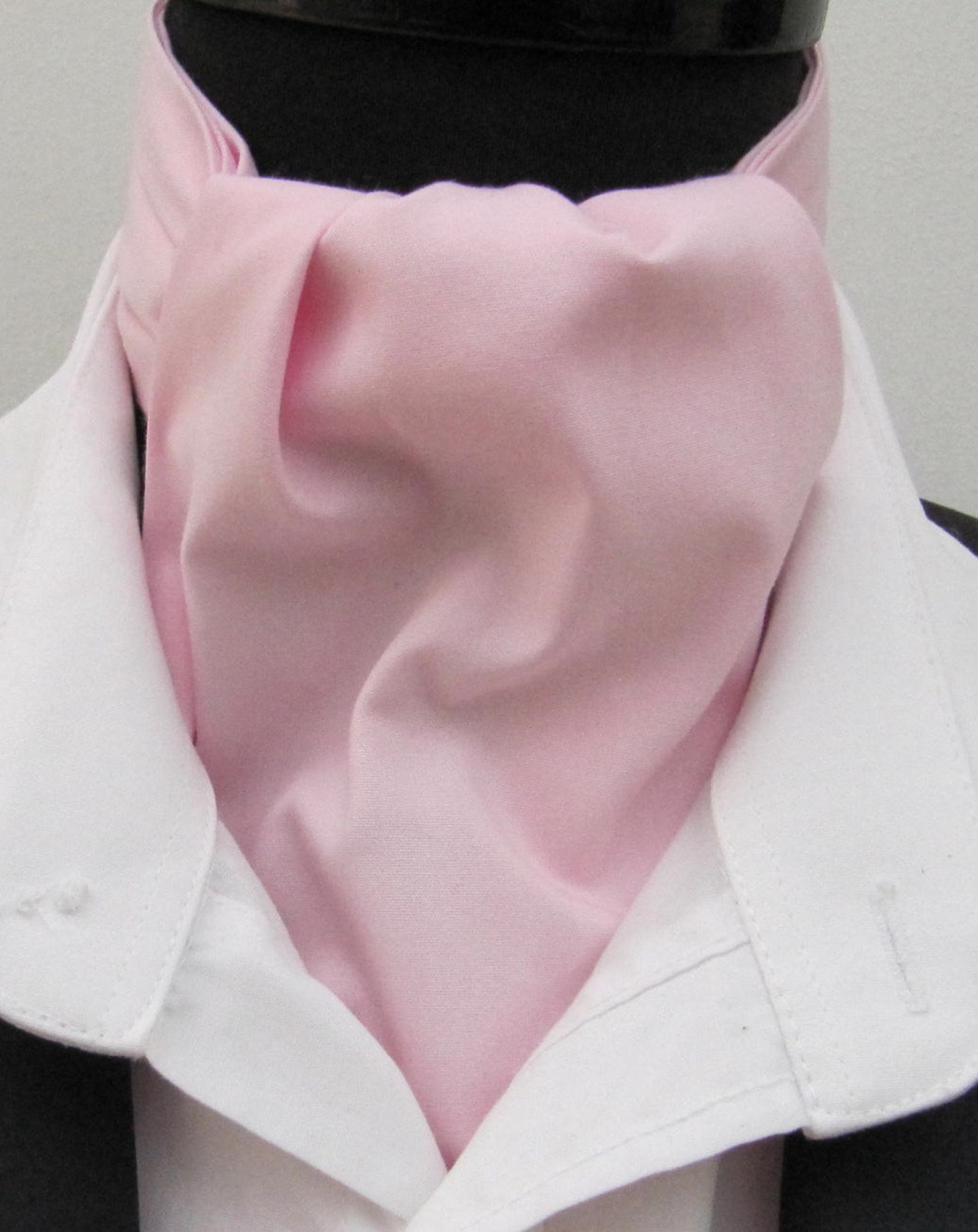 Mens Plain Baby Pink 100% Quality Cotton Ascot Cravat / Pocket Square ...