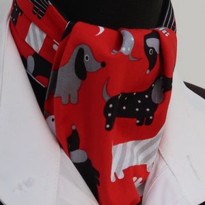 Mens Red and Black Daxi Dogs Cotton Ascot Cravat and Pocket Square - Etsy