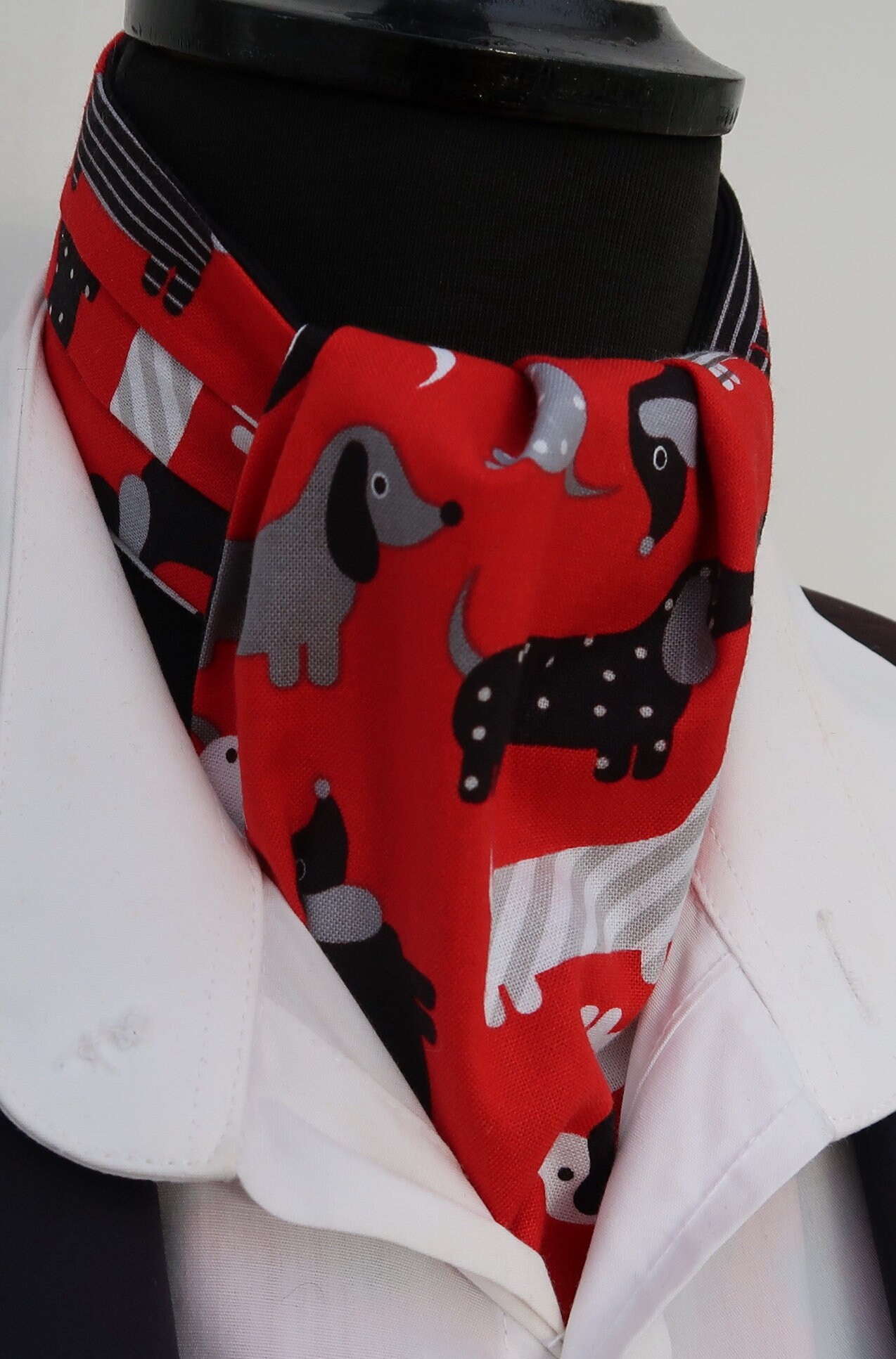 Mens Red and Black Daxi Dogs Cotton Ascot Cravat and Pocket | Etsy