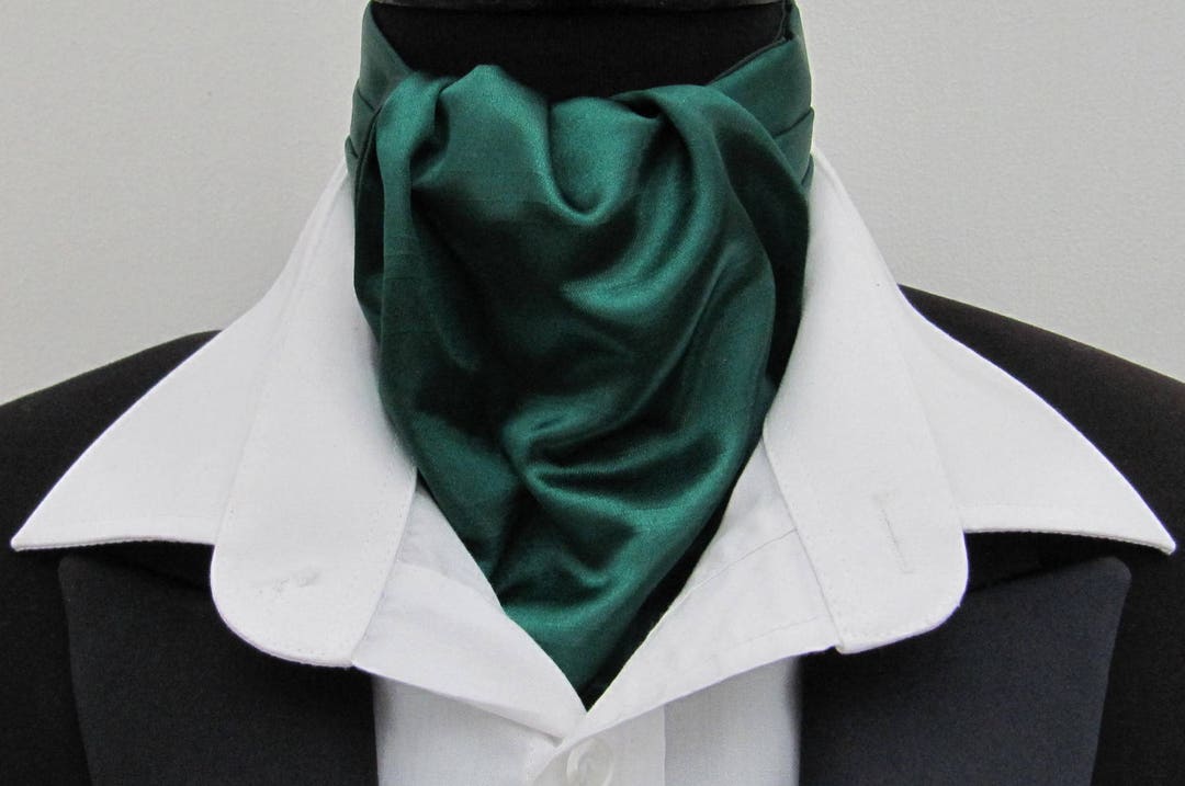 Mens Plain Racing Green Satin Dupion Ascot Cravat & Pocket Square - Etsy