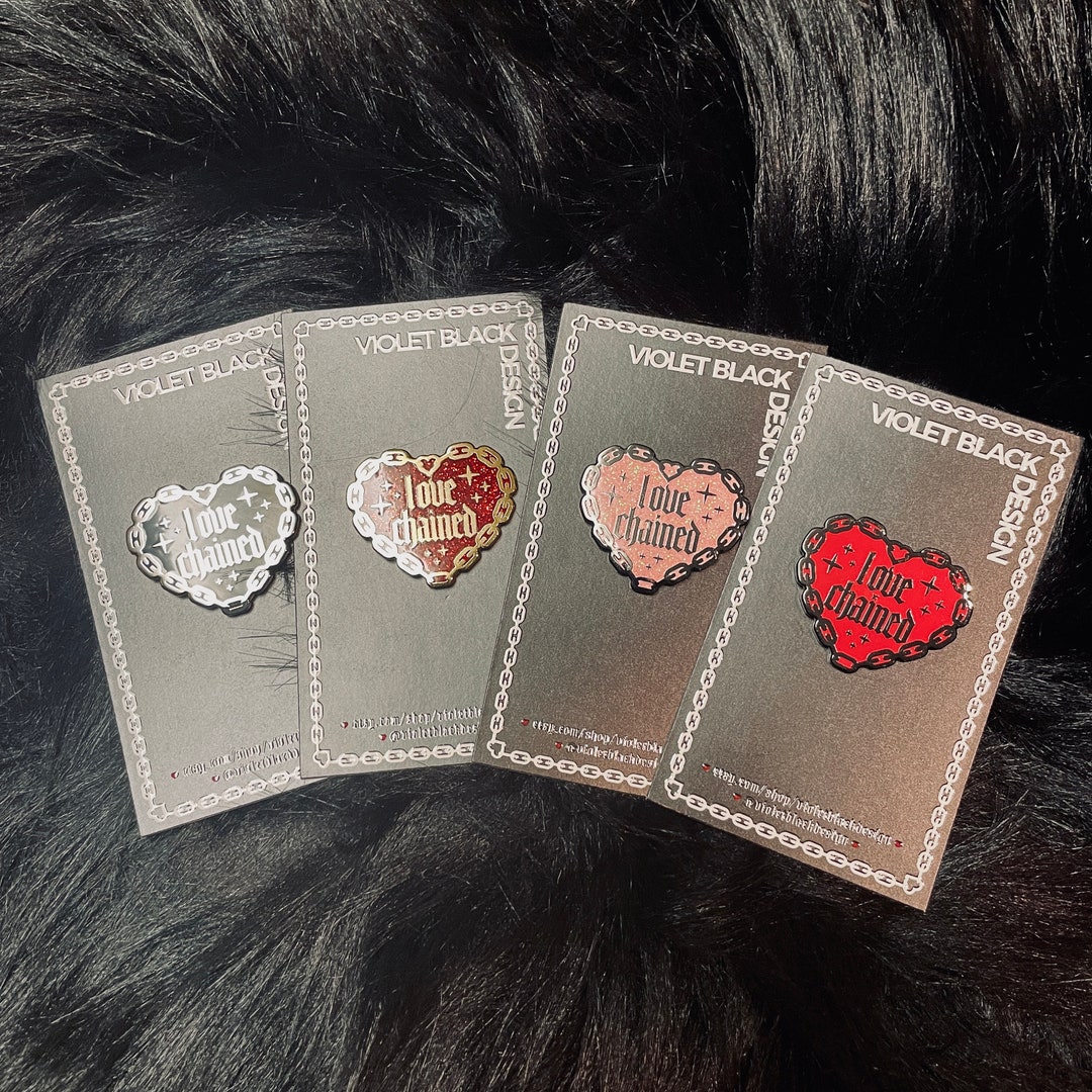 LOVE CHAINED Pin - Chain Heart Pin, Gothic Pin, Dark Art, Gothic Brooch ...