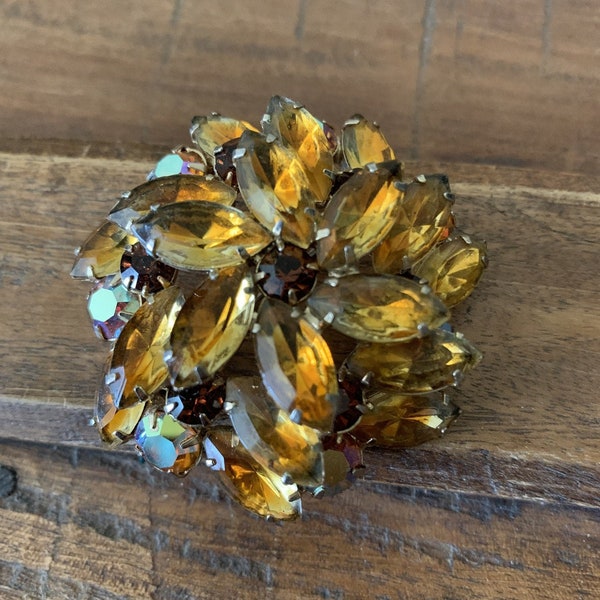 Amber Rhinestone Pin - Etsy
