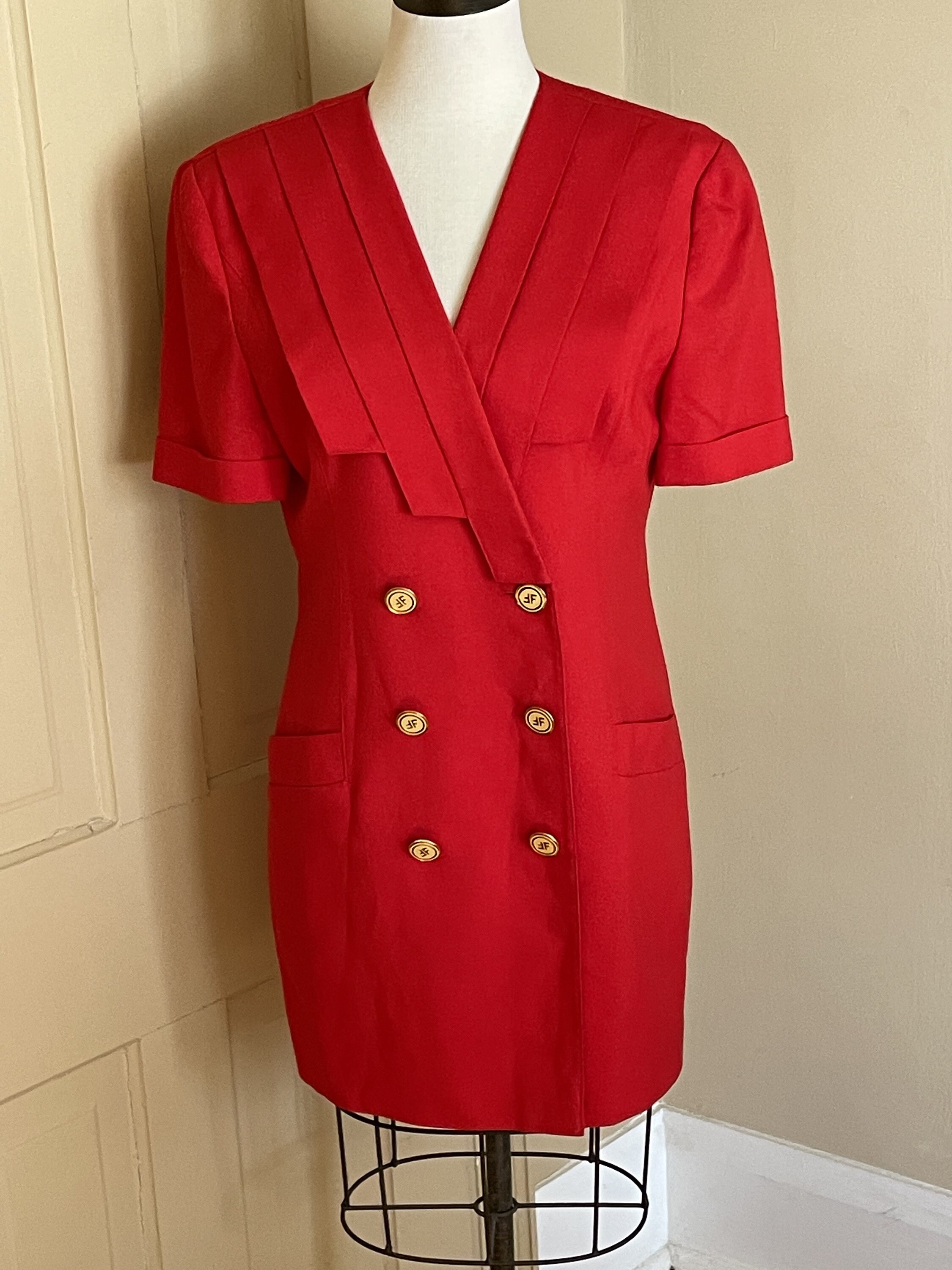 Vintage 1980s Fink Modell Double Breasted Dress 80s Red - Etsy