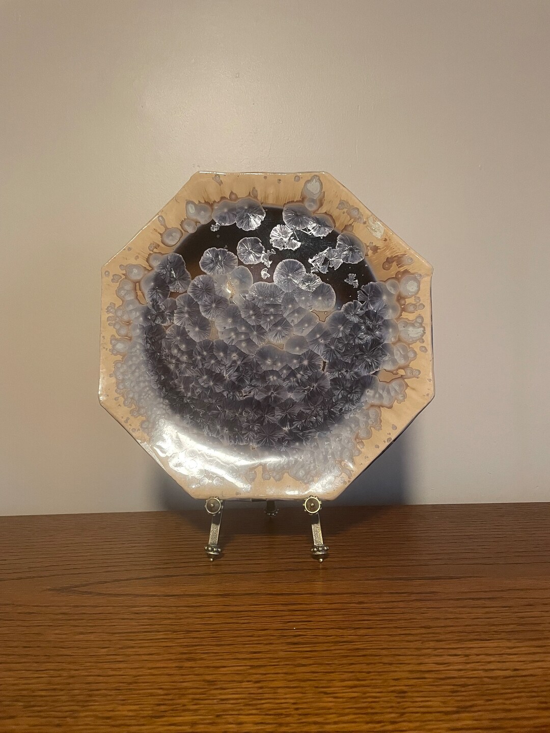 1980s Rosslyn Reed Crystalline Plate, 8-sided Octagon Plate, Vintage ...