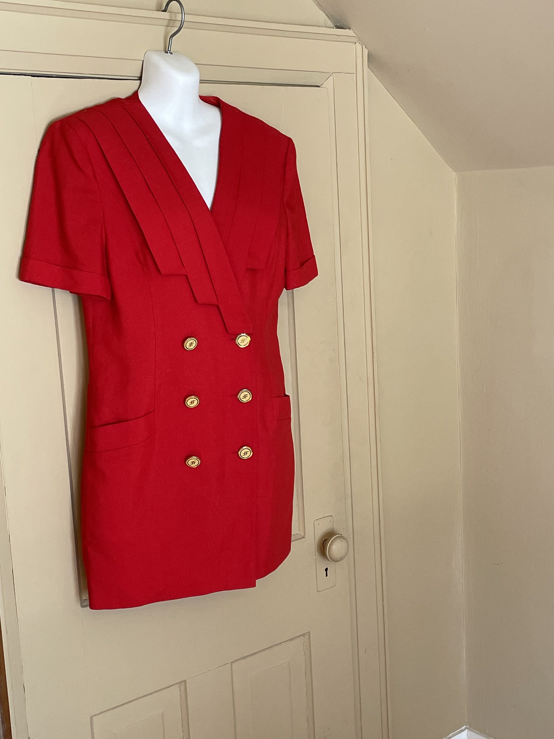 Vintage 1980s Fink Modell Double Breasted Dress 80s Red - Etsy