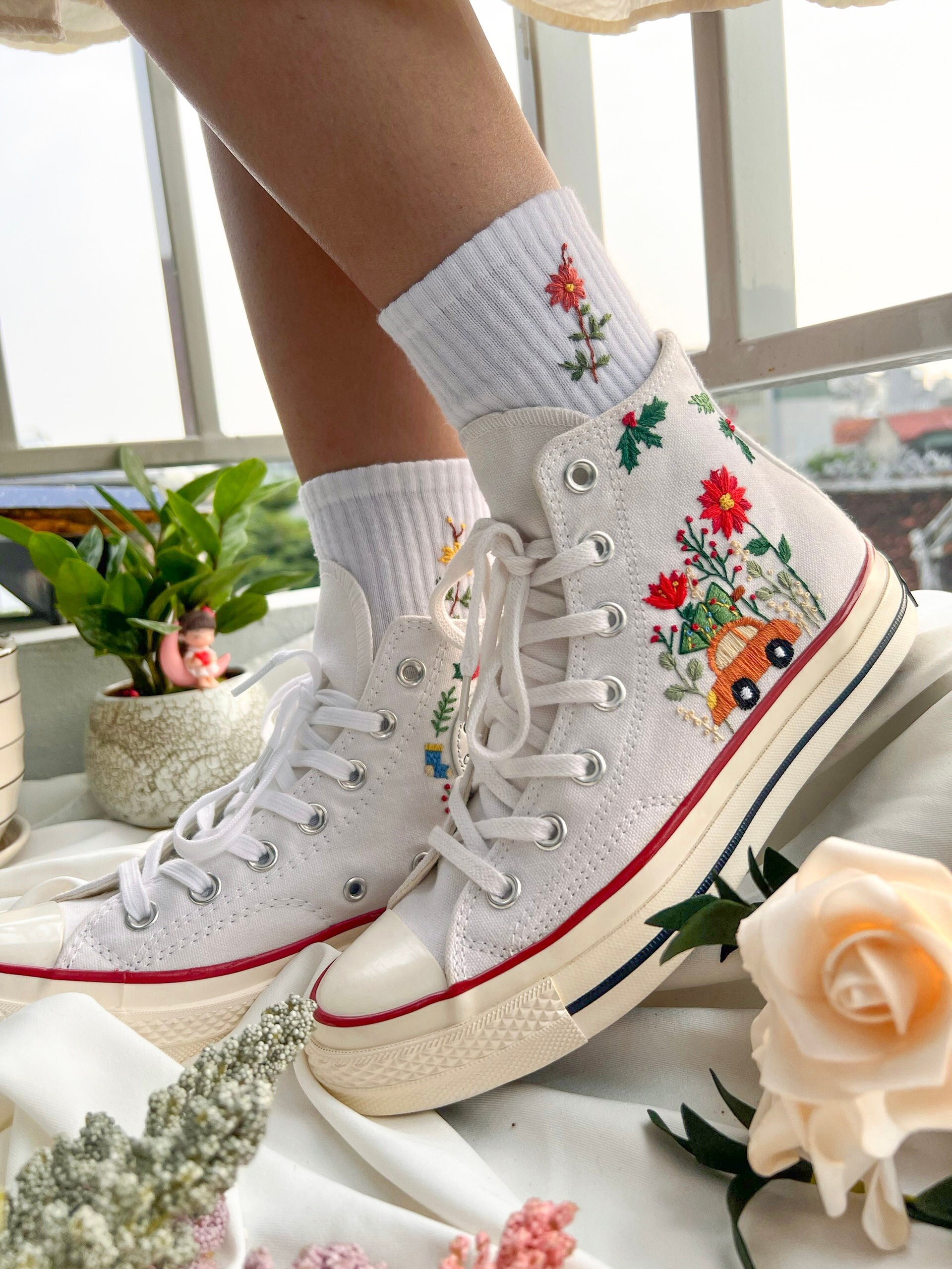 Embroidered Converse/converse High Tops/flower | atelier-yuwa.ciao.jp