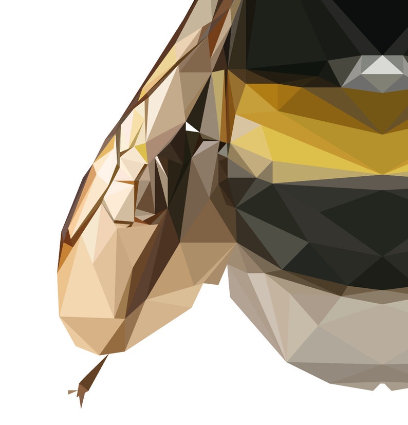 Low Poly Bumble Bee polygon art Print Geometric Printable | Etsy