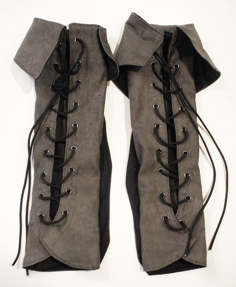 Gray Micro Suede Laced up Spats / Boot Covers / Gaiters - Etsy