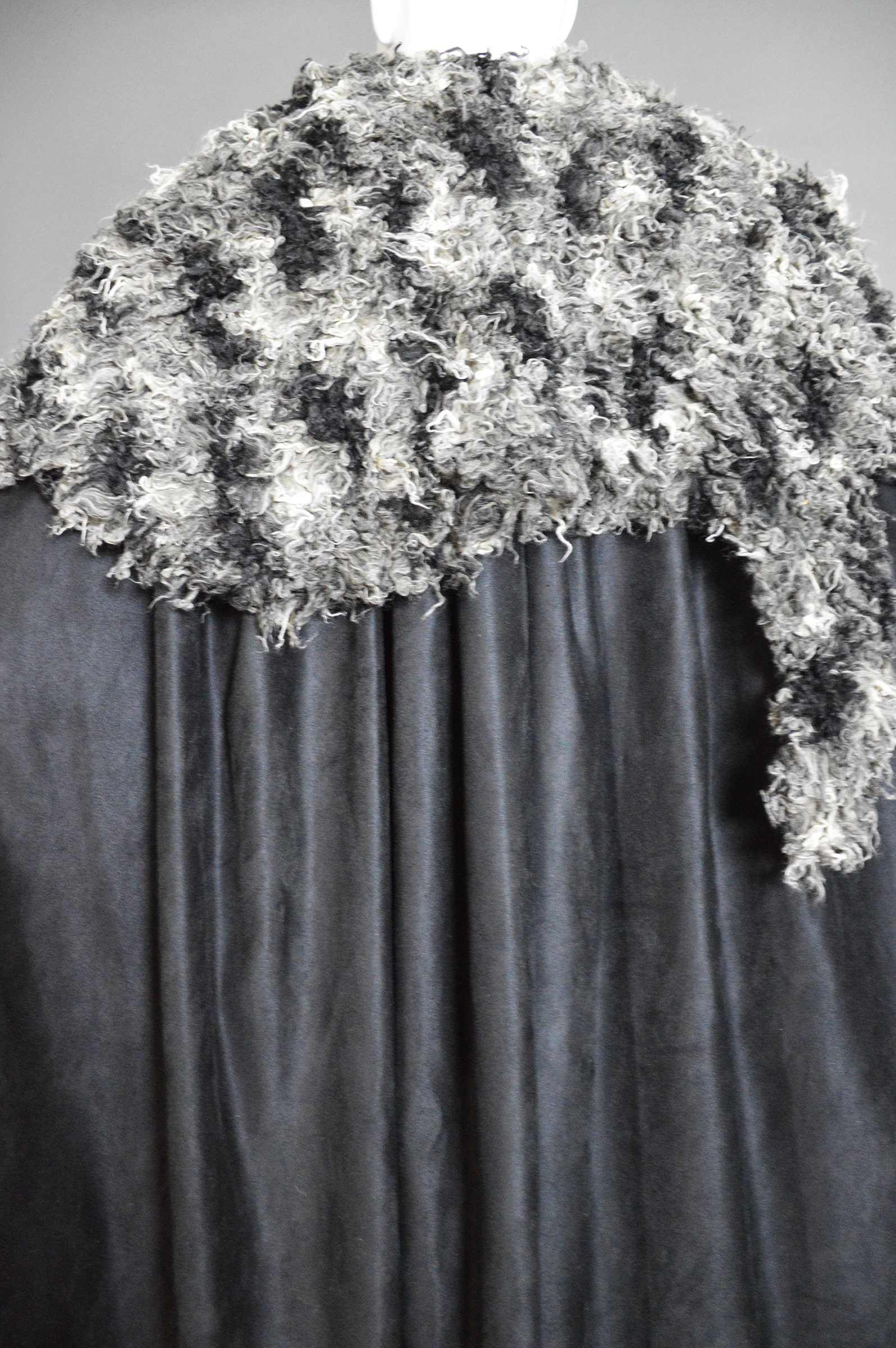 Black Micro Suede Cloak With Black White and Gray Faux Fur - Etsy