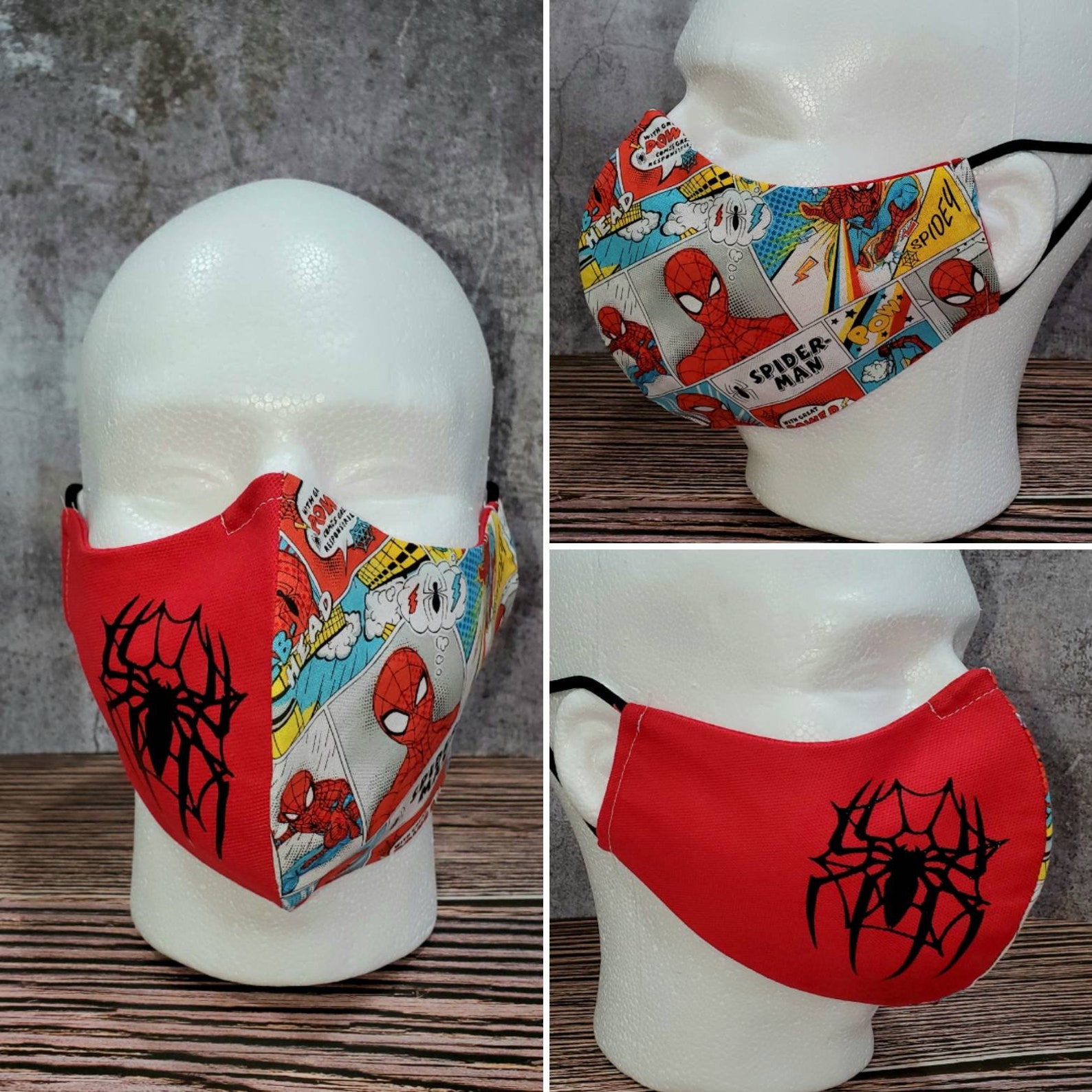 Spider Character Comic Strip Print Face Mask Made With - Etsy