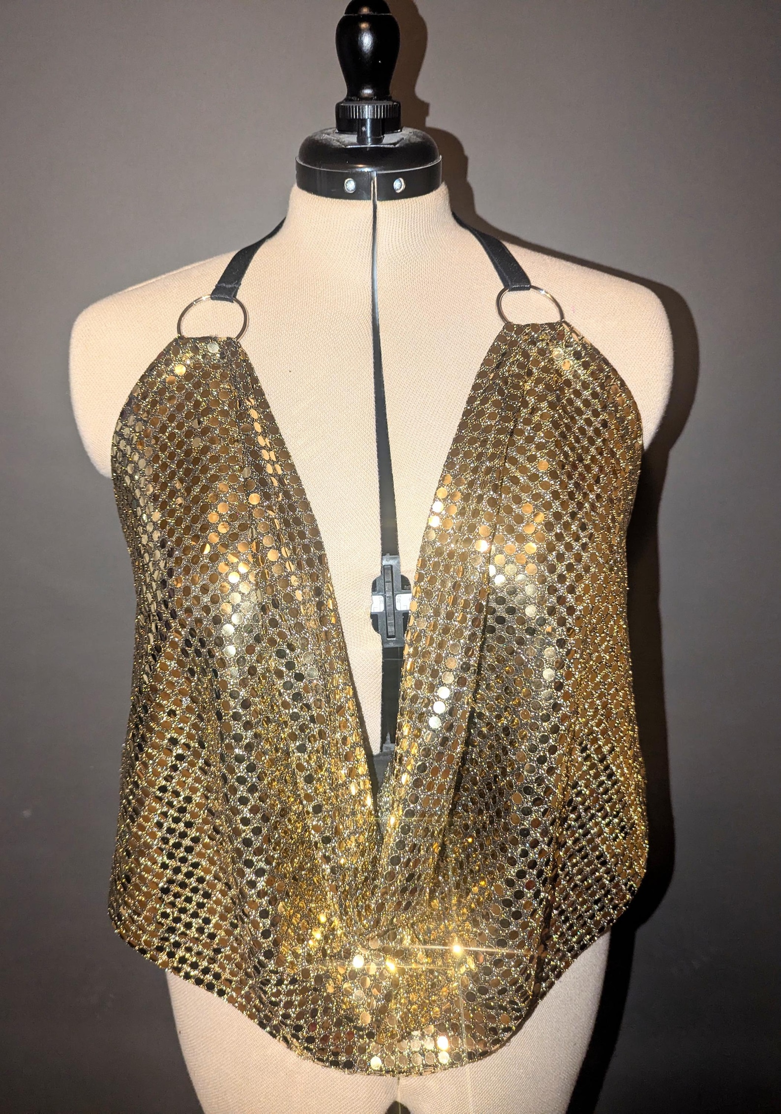 Gold Disco Halter Top With Front Cowl Neck Line - Etsy