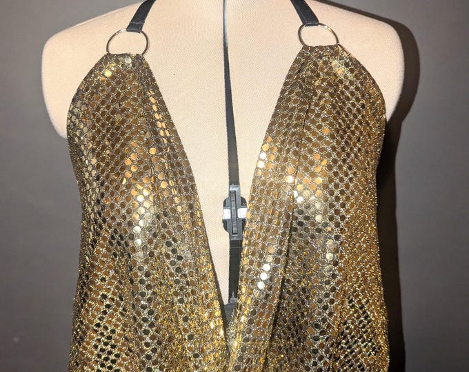 Gold Disco Halter Top With Front Cowl Neck Line - Etsy
