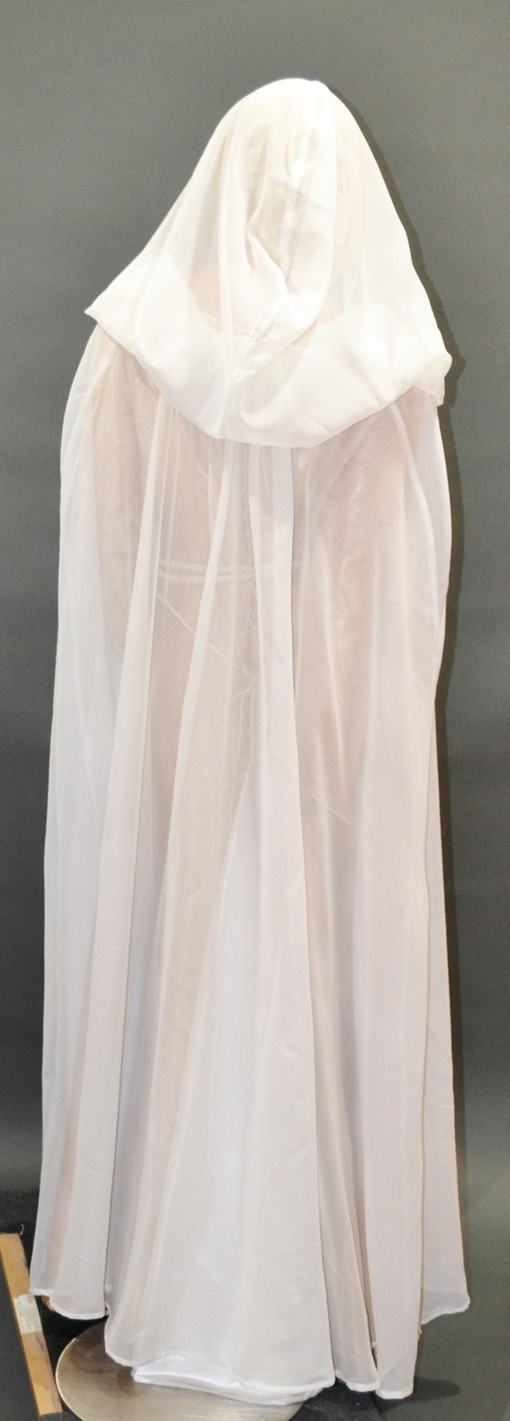 Sheer White Hooded Cloak With Satin Ribbon Draw String Tie | Etsy