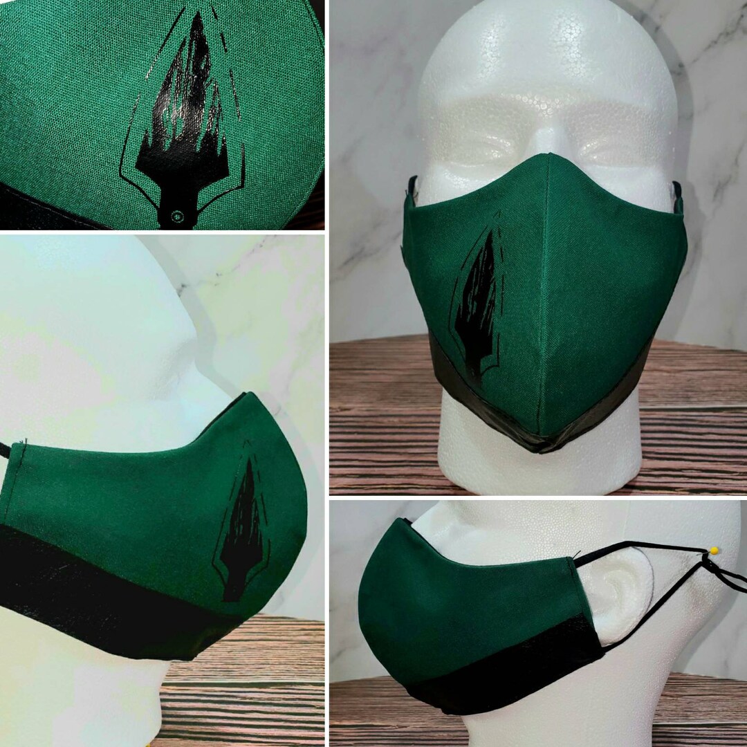 Arrow Inspired Themed Face Mask. Green & Black - Etsy