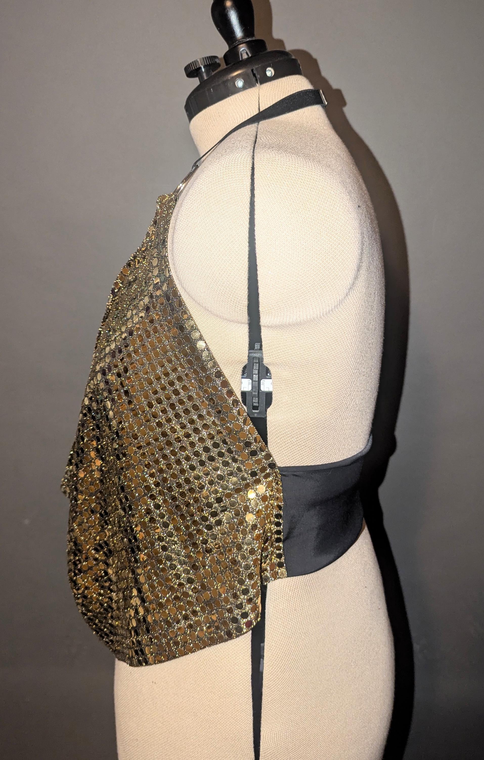 Gold Disco Halter Top With Front Cowl Neck Line - Etsy