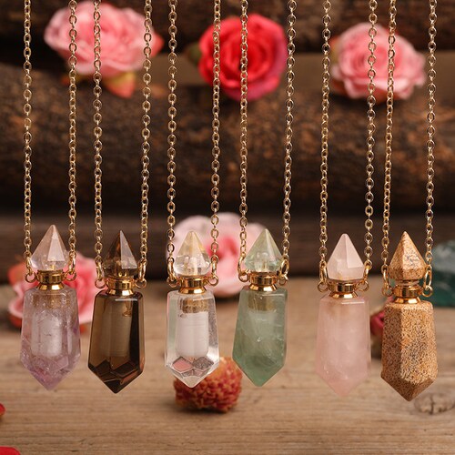 6-sided Crystal Perfume Bottle Necklace Perfume Necklace | Etsy