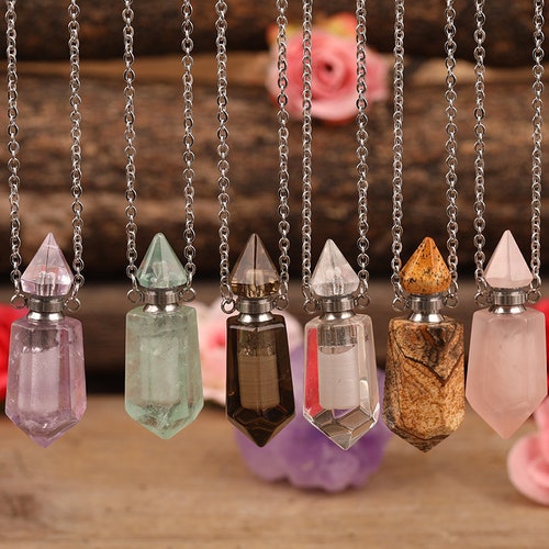 6-sided Crystal Perfume Bottle Necklace Perfume Necklace | Etsy