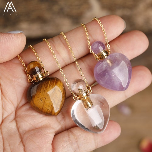 Perfume Bottle Pendant Necklace Fashion Jewelry Natural Stone - Etsy