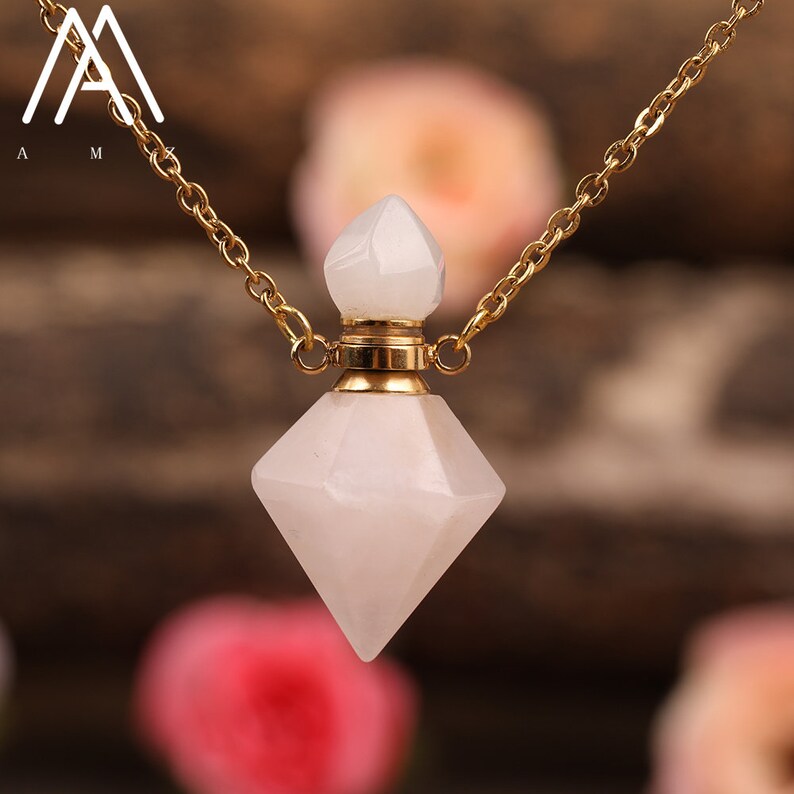 Perfume Bottle Pendant Necklace Fashion Jewelry Natural Stone - Etsy