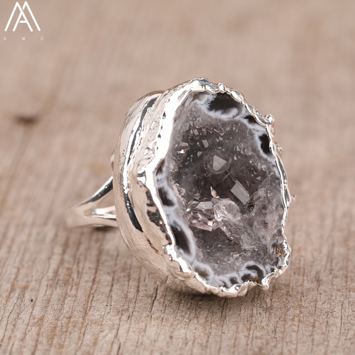 Agate Geode Rings Women Wedding Jewelry Natural Agate Stone - Etsy