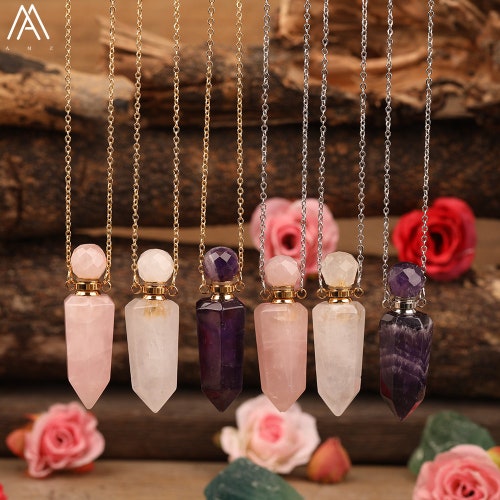 6-sided Crystal Perfume Bottle Necklace Perfume Necklace | Etsy