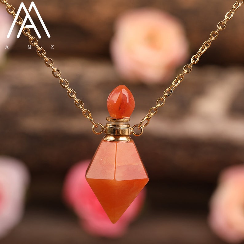 Perfume Bottle Pendant Necklace Fashion Jewelry Natural Stone - Etsy