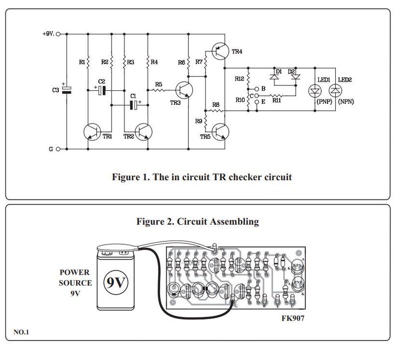 Basic in Circuit Transistor Tester NPN/PNP 2 X LED Indicator ...