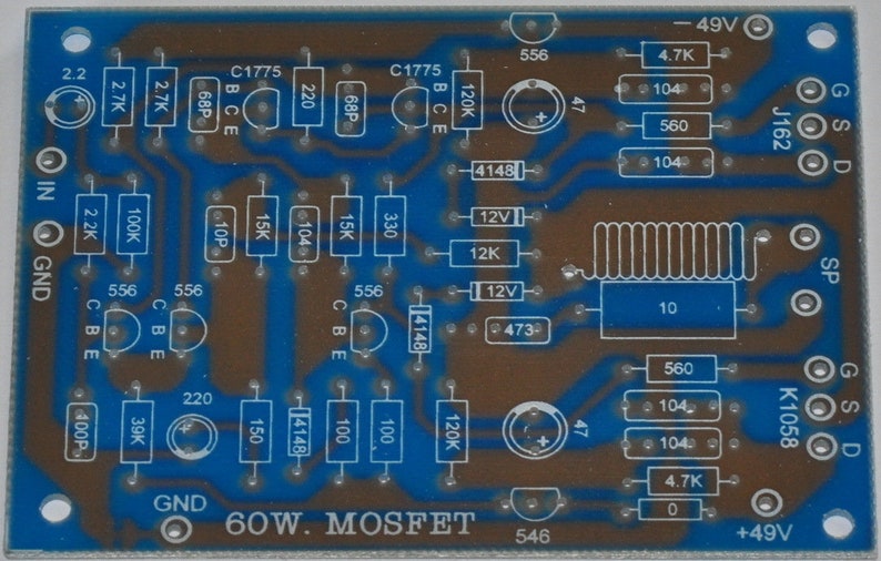 2 Pieces of Mono 60W MOSFET Power Amplifier Blank PCB DIY Circuit Board ...