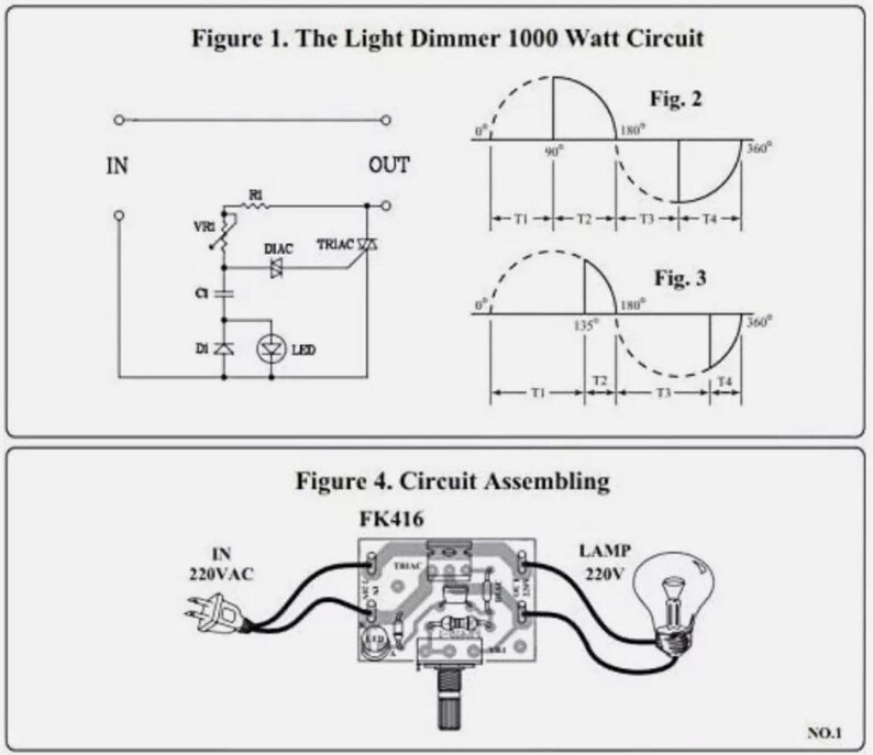 AC Dimmer 1000W 110-240V DIAC Triac Lamp/light [unassembled Kit] Adjust ...