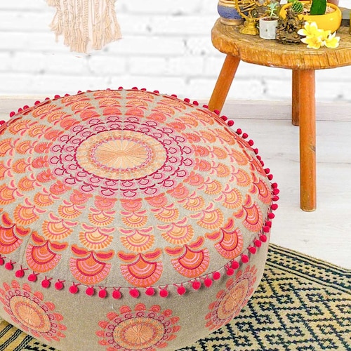 Bohemian Pouf Ottoman Cover Room Décor Pouffe for Meditation - Etsy