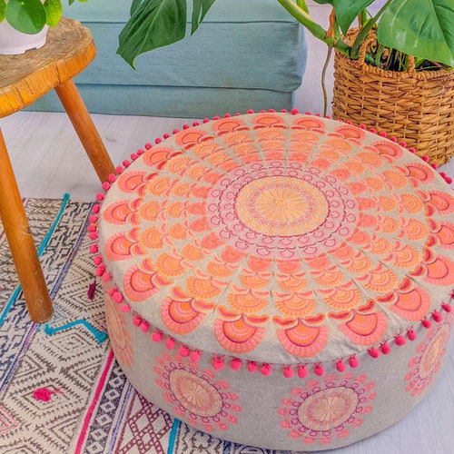 Bohemian Pouf Ottoman Cover Room Décor Pouffe for Meditation - Etsy