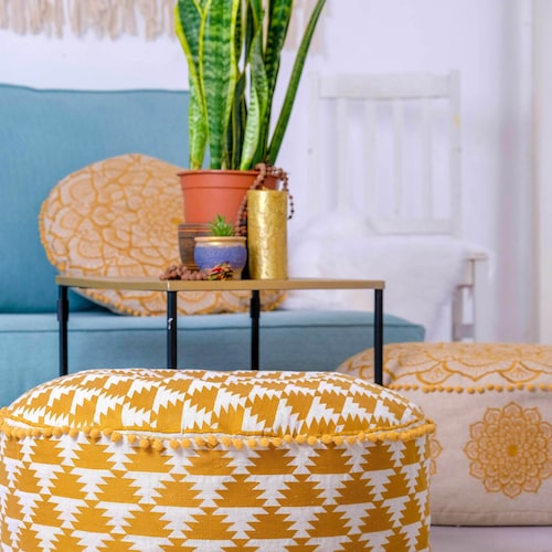 Bohemian Pouf Ottoman Cover Room Décor Pouffe for Meditation - Etsy