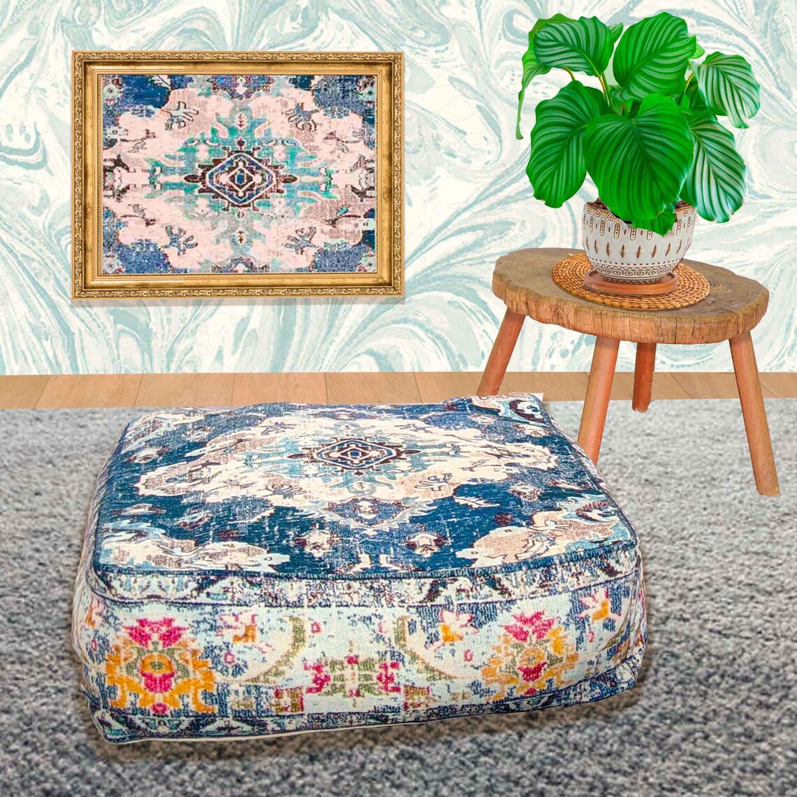 Bohemian Pouf Ottoman COVER Boho Floor Cushion Moroccan - Etsy
