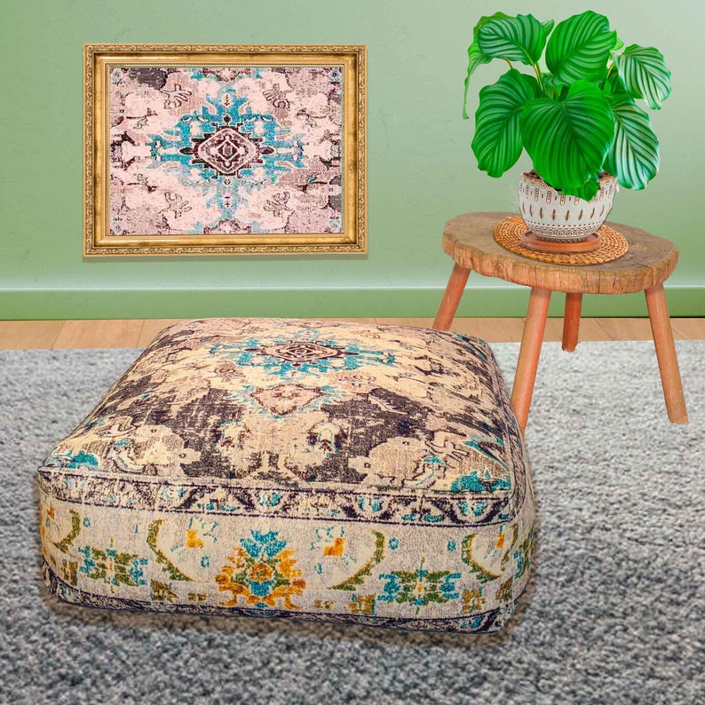 Moroccan Pouf Ottoman COVER Bohemian Floor Cushion Boho | Etsy