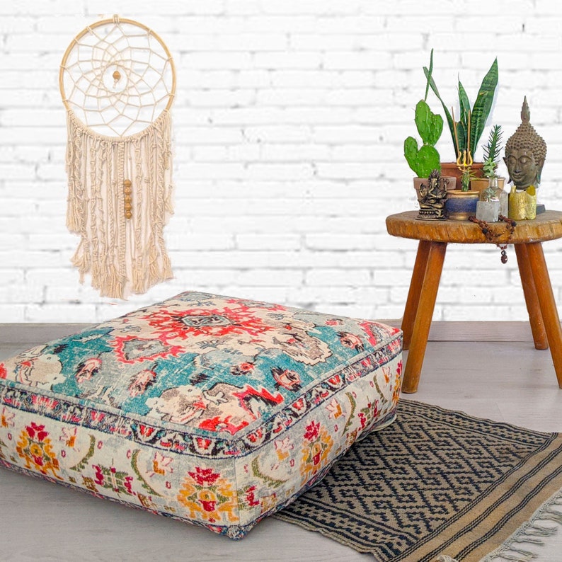 Boho Pouf Cover Set Bohemian Décor Large Floor Cushions - Etsy