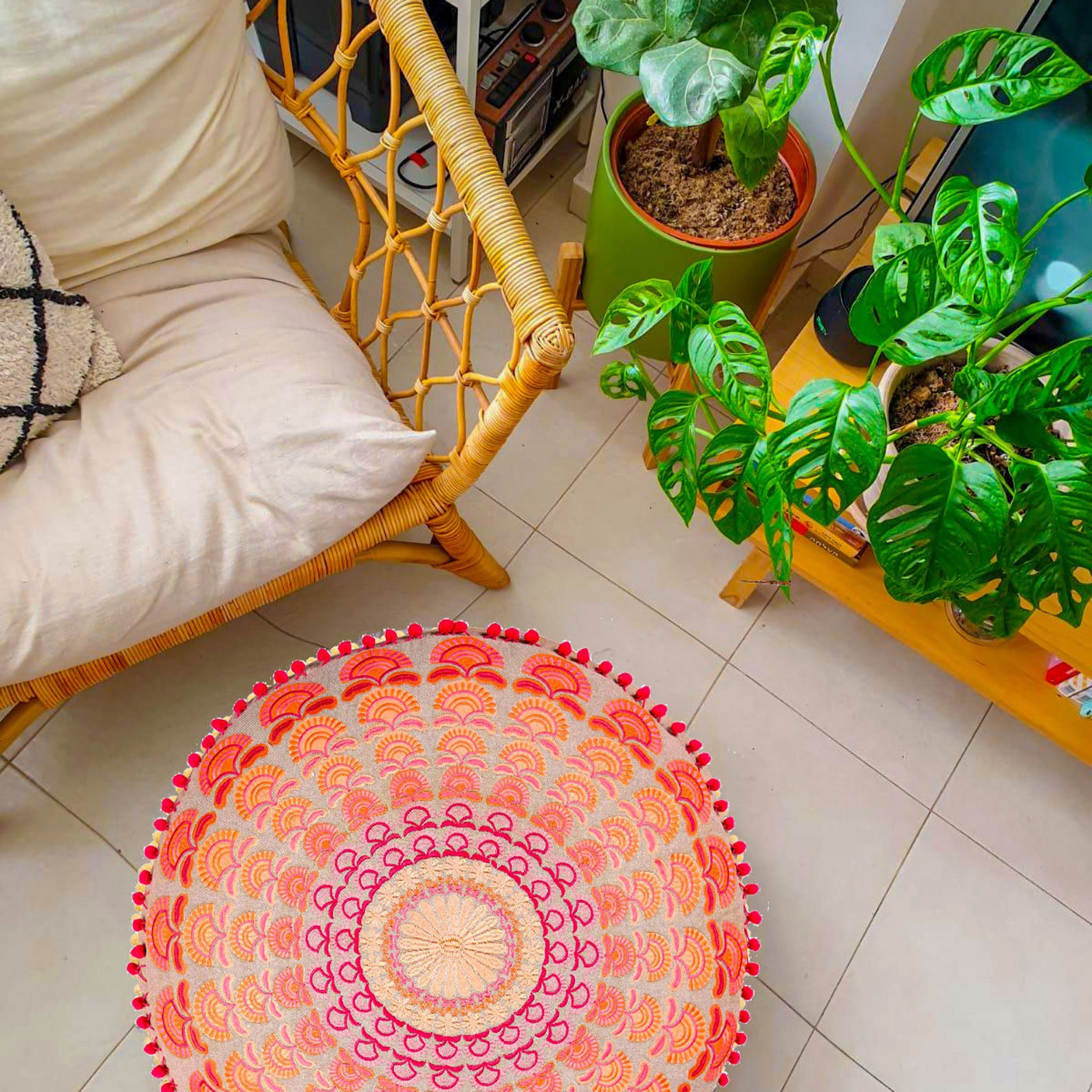 Bohemian Pouf Ottoman Cover 24x8 Inches Luxury Artisan - Etsy