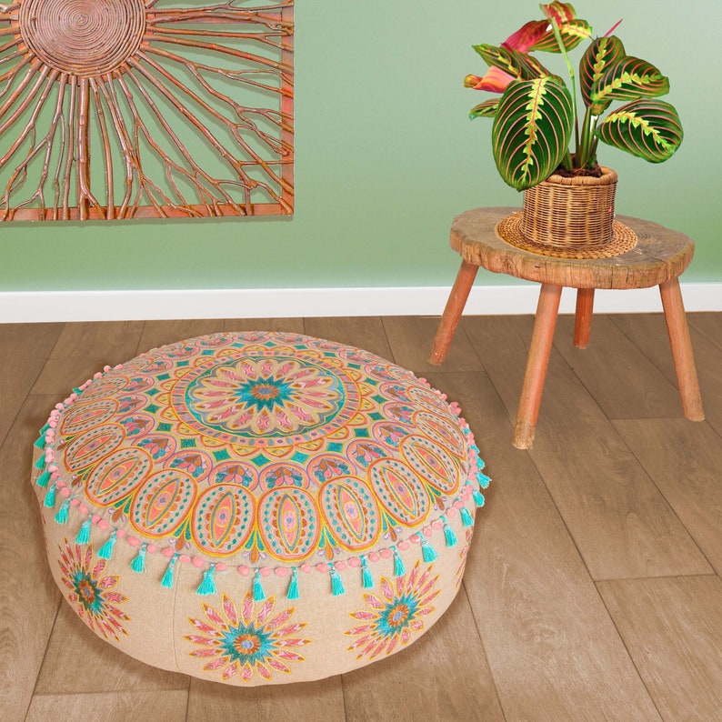 Bohemian Pouf Ottoman Cover Large Room Décor Pouffe for | Etsy